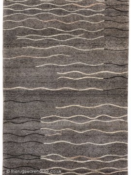 Ocean Waves Sand Brown Waves Hand-Knotted Wool Modern Designer Rug by ...