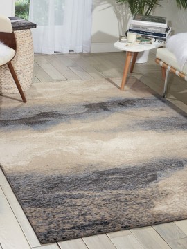 Miramar Beige Abstract Handmade Wool Modern Designer Rug by Toulemonde ...