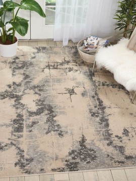 Miramar Beige Abstract Handmade Wool Modern Designer Rug by Toulemonde ...