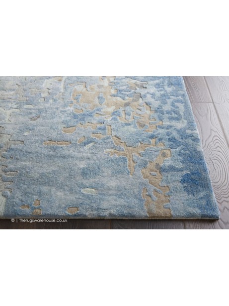 Prismatic Denim Blue Abstract Handmade Wool Designer Luxury Rug by ...