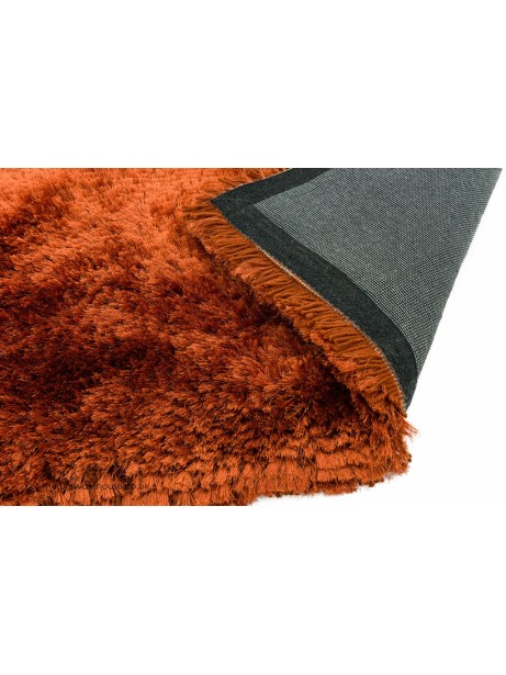 Plush Rust Terracotta Plain Handmade Polyester Shaggy Rug by Asiatic ...