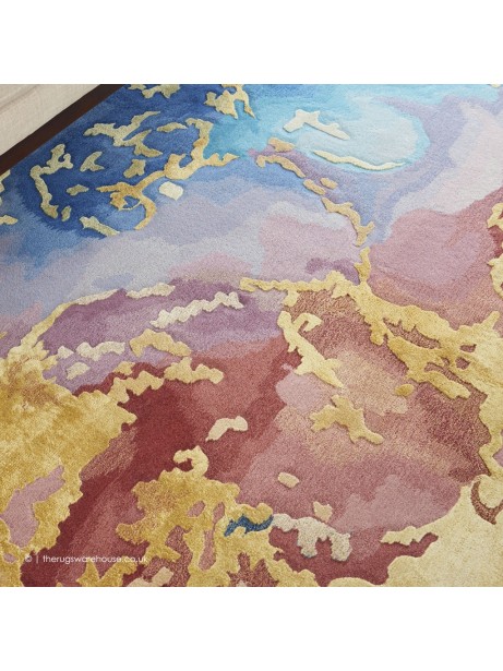 Prismatic Blue Multi-Coloured Abstract Handmade Wool Designer Luxury ...