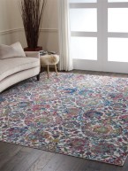 Ankara Blue Green Multi-Coloured bordered Traditional Budget Rug by ...