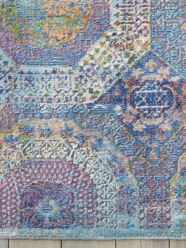 Ankara Essence Blue bordered Traditional Budget Rug by Nourison | The ...