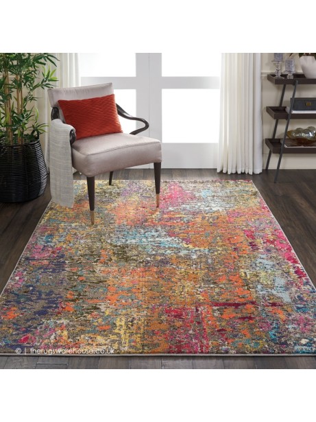 Celestial CES14 Sunset Multi-Coloured Abstract Rug by Nourison | Free ...