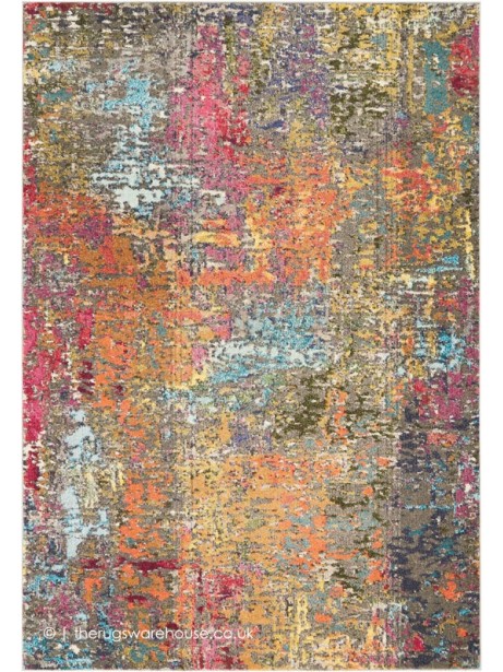 Celestial CES14 Sunset Multi-Coloured Abstract Rug by Nourison | Free ...