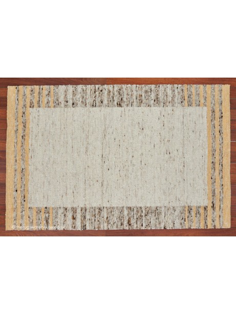 Country Ebert Cream bordered Handmade Wool Modern Designer Rug by Haro ...