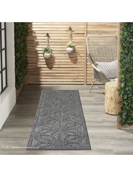 Cozumel Plain Dark Grey Geometric Budget Outdoor Runner by Nourison ...