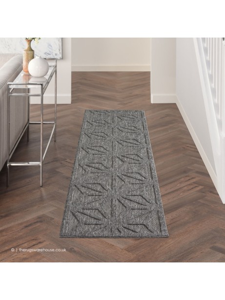 Cozumel Plain Dark Grey Geometric Budget Outdoor Runner by Nourison ...