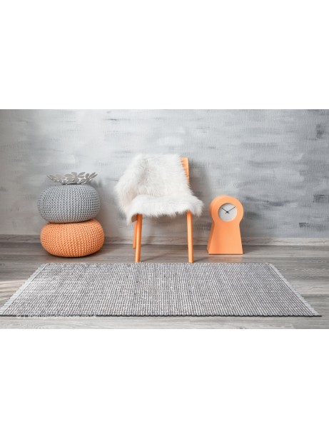 Durban Cream Grey Squares Handmade Wool Modern Designer Rug by Haro ...