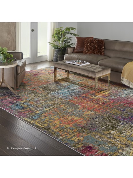 Celestial CES14 Sunset Multi-Coloured Abstract Rug by Nourison | Free ...