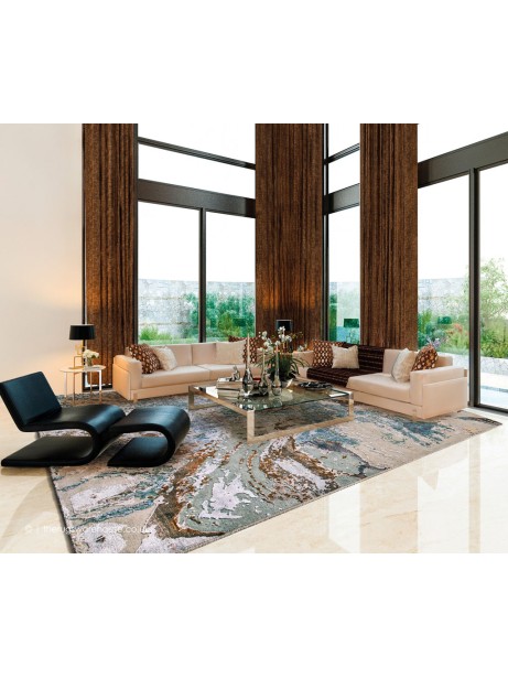 Diva Beige Grey Hand-Knotted Abstract Rug by Sitap | The Rugs Warehouse