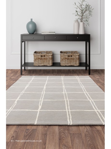 Albany Grid Silver Rug | The Rugs Warehouse