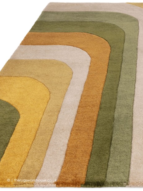 Romy Retro Green Multi-Coloured Geometric Handmade Modern Rug by ...
