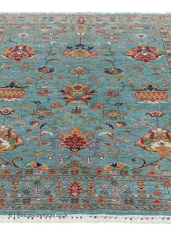 Afghan Teal Hand-Knotted Fine Wool Traditional Rug | The Rugs Warehouse