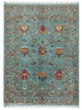 Afghan Teal Hand-Knotted Fine Wool Traditional Rug | The Rugs Warehouse
