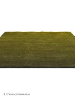 Shade Low Olive Green Plain Wool Shaggy Designer Rug by Brink & Campman ...