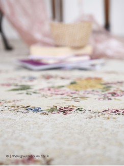 Flomi Florence Beige French Neo Classic Floral Flat-woven Rug | The ...