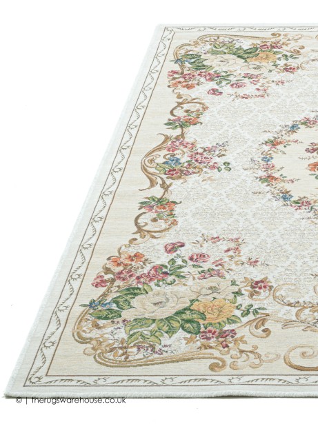 Florence Beige Cream Floral Polyester Modern Flat Woven Rug | The Rugs ...
