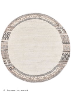 Gobi Natural Beige Circle bordered Hand-Knotted Wool Modern Luxury Rug ...