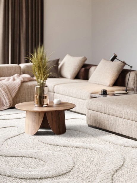 Cleo Waves White Rug | The Rugs Warehouse