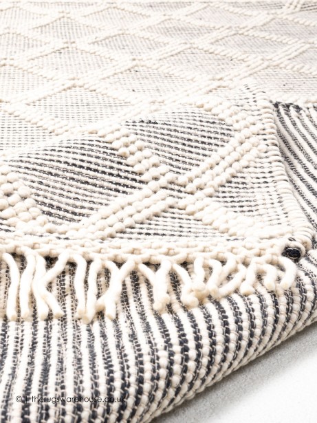 Macrame Monochrome Black Geometric Handmade Wool Modern Flat Woven Rug ...