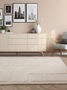 Horizon Hessian Beige Abstract Polyester Modern Rug | The Rugs Warehouse